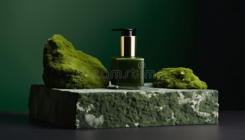 Eco-chic Beauty Essentials on a Natural Stone Base Stock Illustration ...
