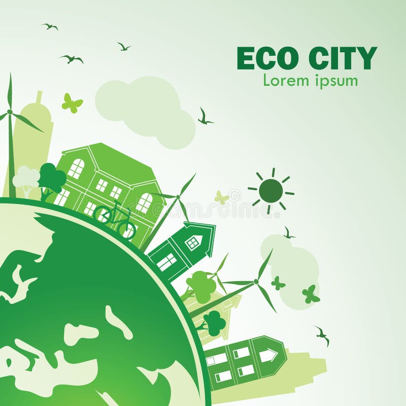 Eco city stock vector. Illustration of earth, background - 112161632