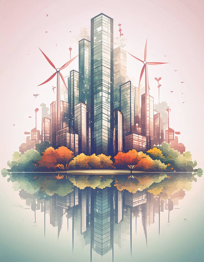 Eco City. Panorama of the Green City. Environmental Concept Stock ...