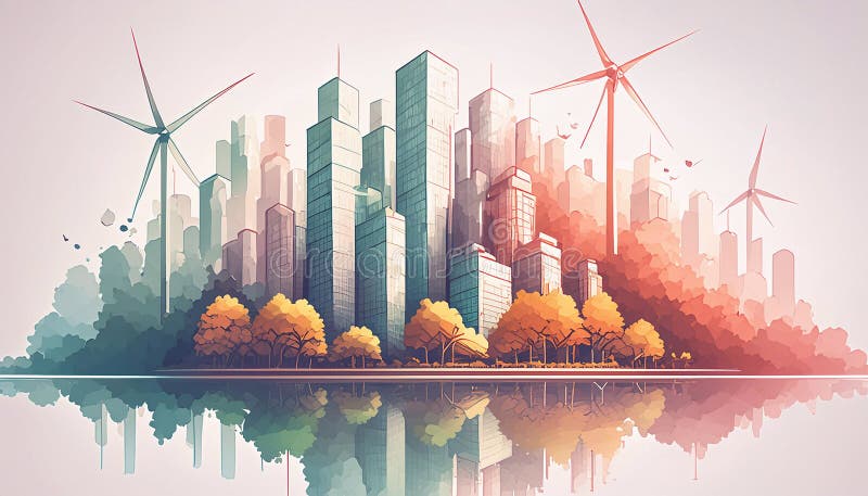 Eco City. Panorama of the Green City. Environmental Concept Stock ...