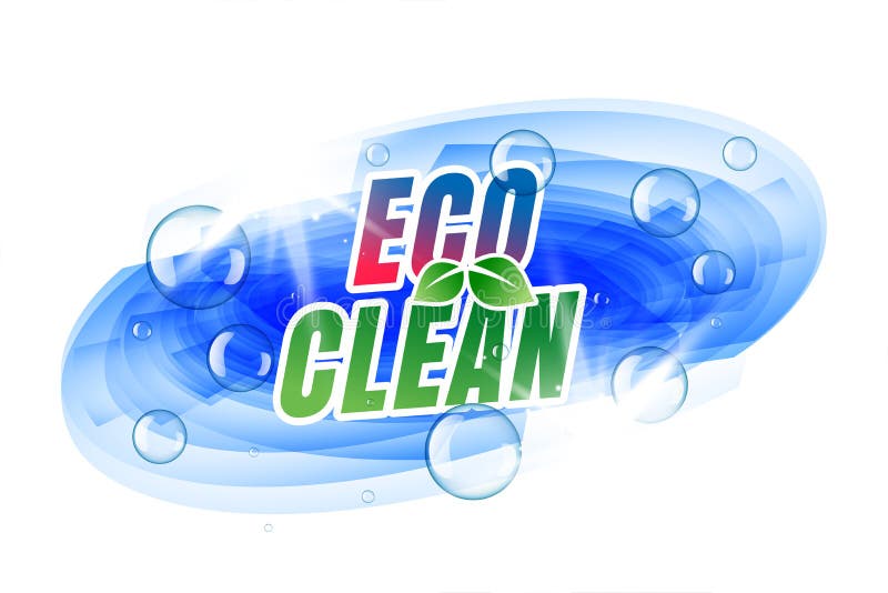 Eco Clean Label Design with Bubbles Stock Vector - Illustration of ...