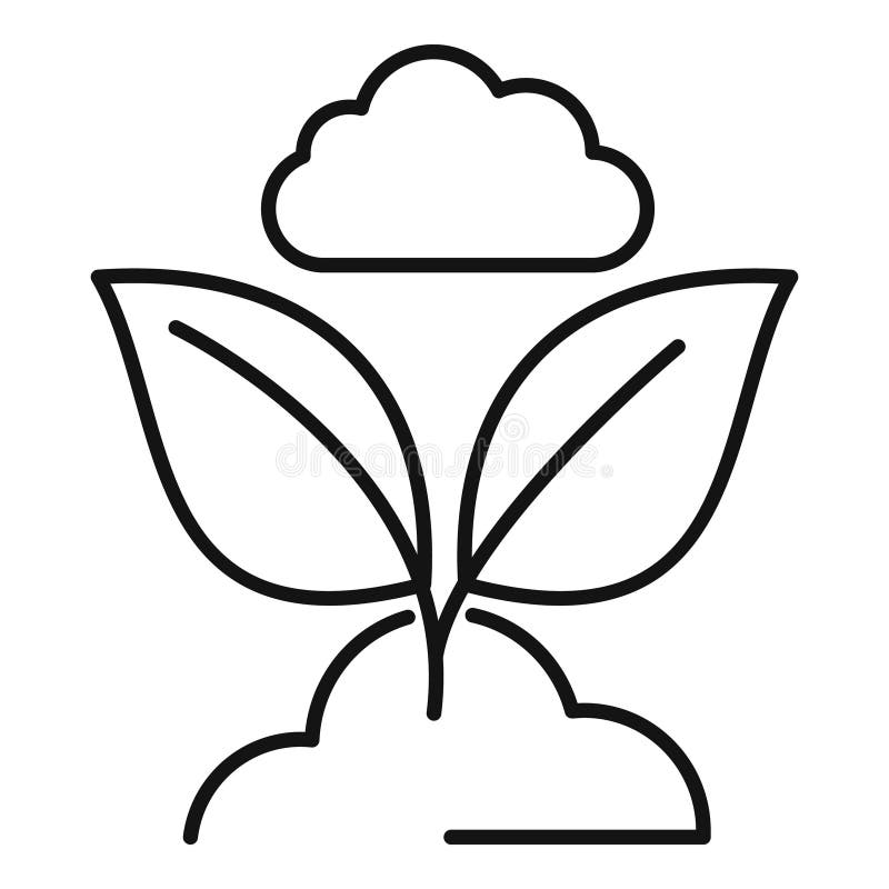 Eco Cloud Computing Green Technology Symbol with Sprout Growing from ...