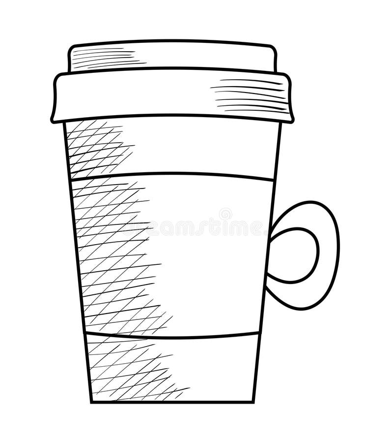 Eco coffee cup draw design stock vector. Illustration of menu - 291500593