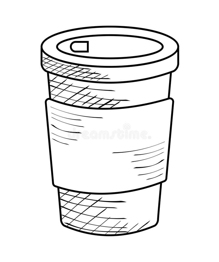 Eco Coffee Cup Draw Reusable Stock Vector - Illustration of friendly ...