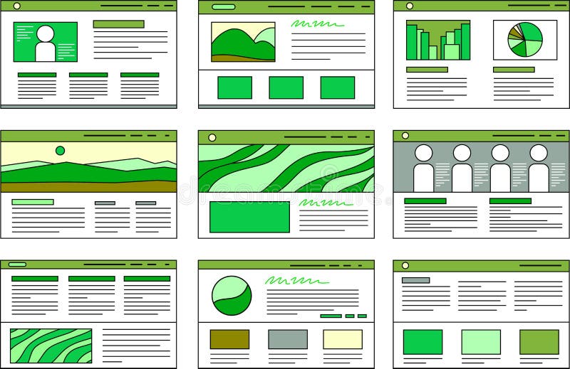Eco Color Website Screen View Set Stock Vector - Illustration of html ...