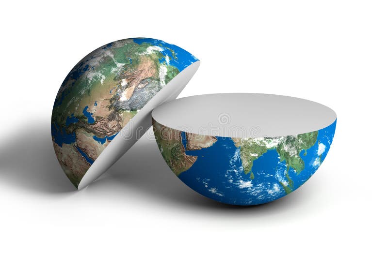 Divided Planet on Two Half. 3d Illustration Stock Illustration ...