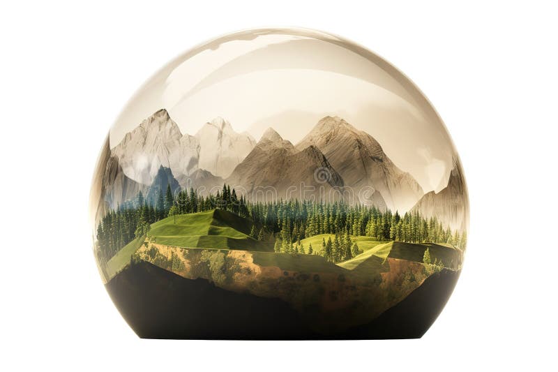 Eco Concept Half Sphere of Earth with Light Side and Darker Side ...