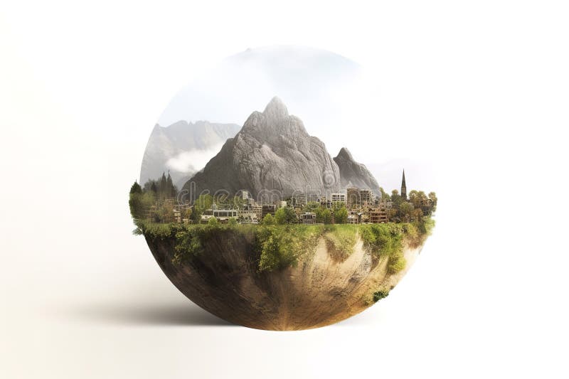 Eco Concept Half Sphere of Earth with Light Side and Darker Side ...