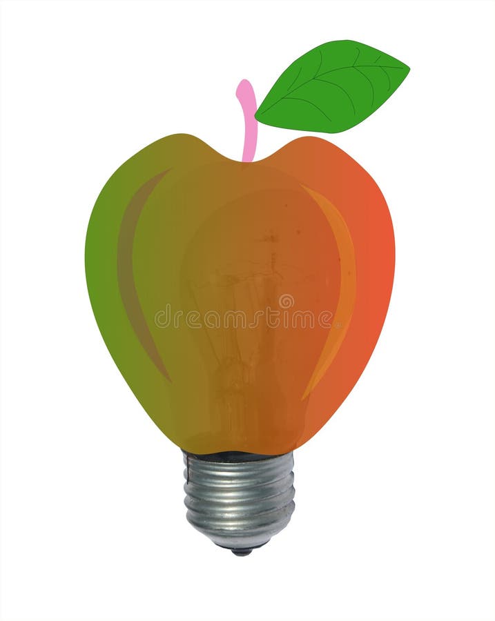 Eco Concept: Lightbulb with Apple Green Light Stock Vector ...