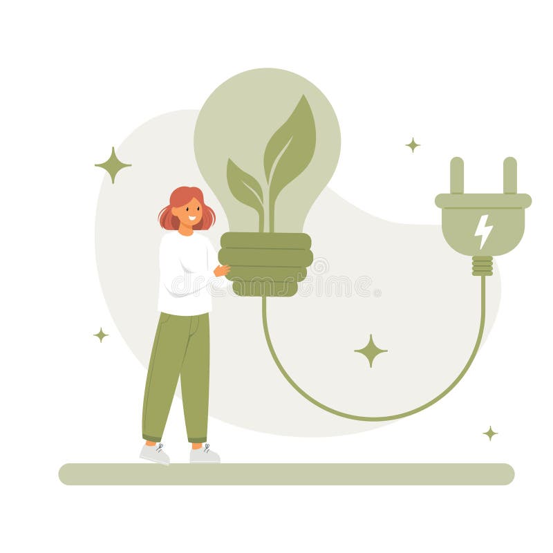 Eco Concept. Save Energy. Lightbulb with Green Leaf Inside Stock Vector ...