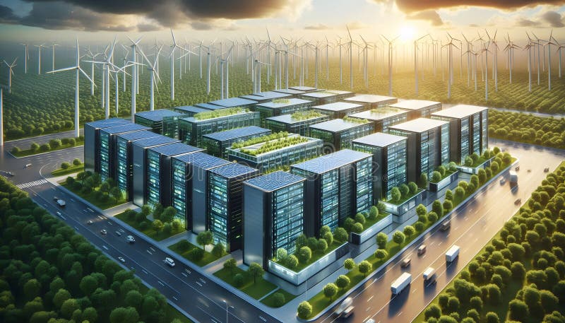 Eco-conscious Technology Hub, Green Data Center Powered by Solar Energy ...