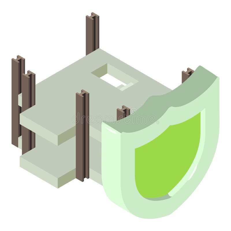 Eco Construction Icon Isometric Vector. Shield Icon on Building Frame ...