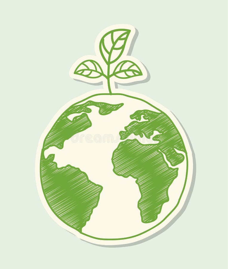 Ecology Doodles Icons Drawing on Paper. Stock Vector - Illustration of ...