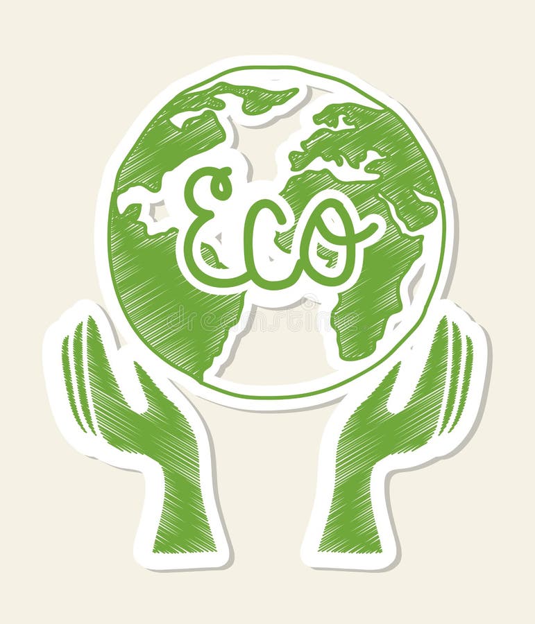 Vector Drawing Of Eco World, Saving Nature And The Environment. Stock ...