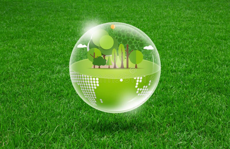 Eco Earth on Fresh spring stock illustration. Illustration of icon ...