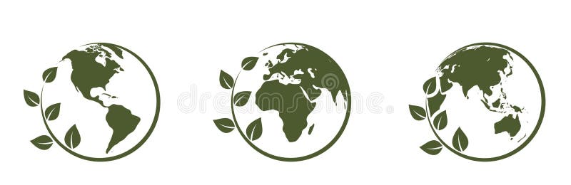 Eco Earth Illustration Set. Eco Globe Icons. Western and Eastern ...