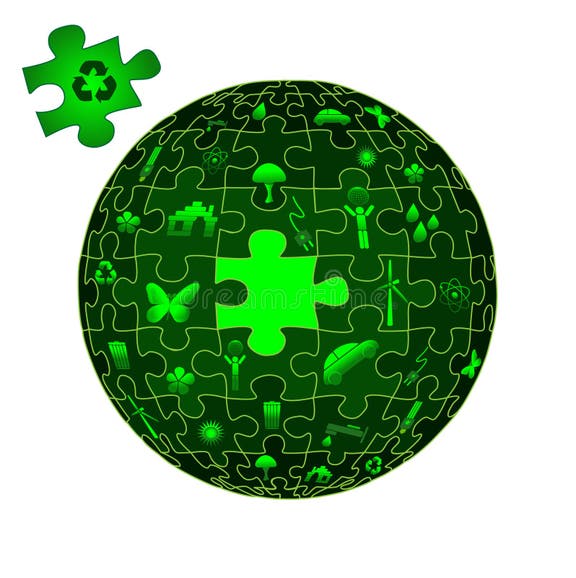 Eco Earth in puzzle pieces stock vector. Illustration of environment ...