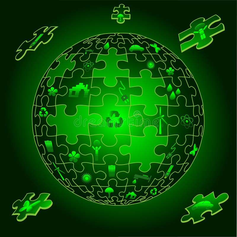 Eco Earth in puzzle pieces stock vector. Illustration of environment ...