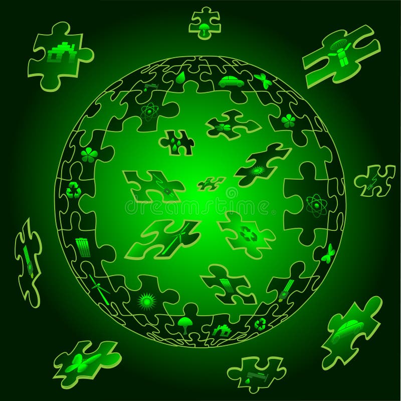 Eco Earth in puzzle pieces stock vector. Illustration of environment ...