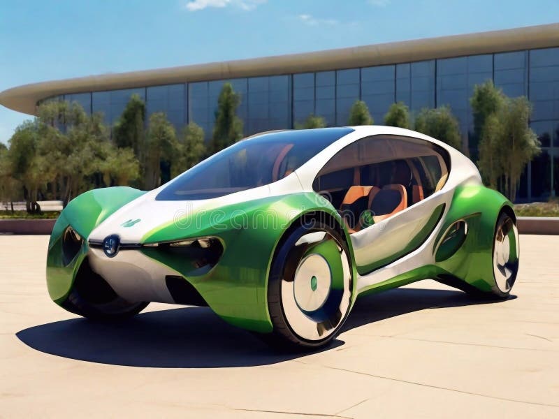 Eco Electric Car Luxury Green Evolution, Ecology Automotive Stock ...