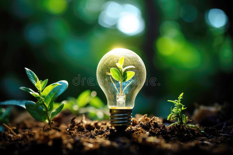 Eco Electric Vision: Growing Plant Inside Light Bulb of Tomorrow Stock ...