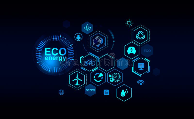 Eco Energy Digital Hud Interface with Icons, Technology and Resources ...