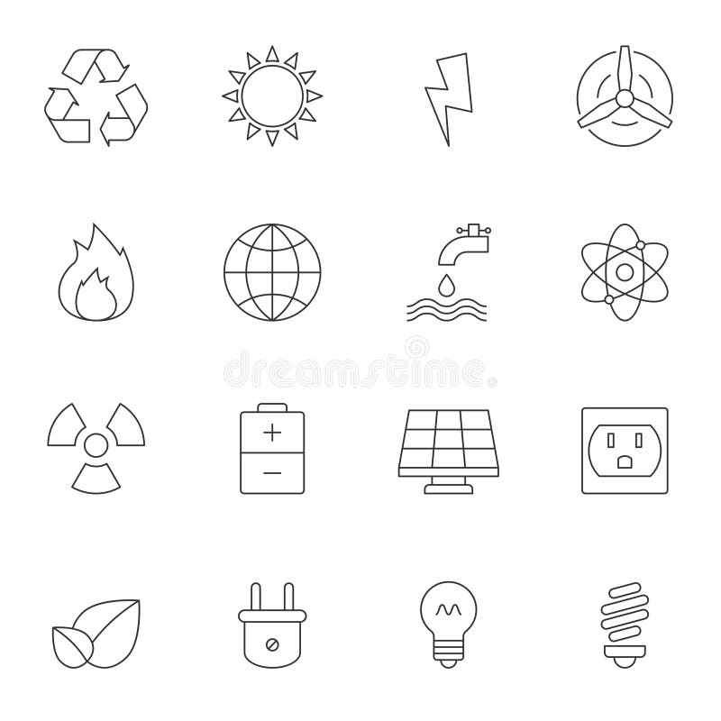 Eco energy outline icons stock vector. Illustration of electric - 70544247