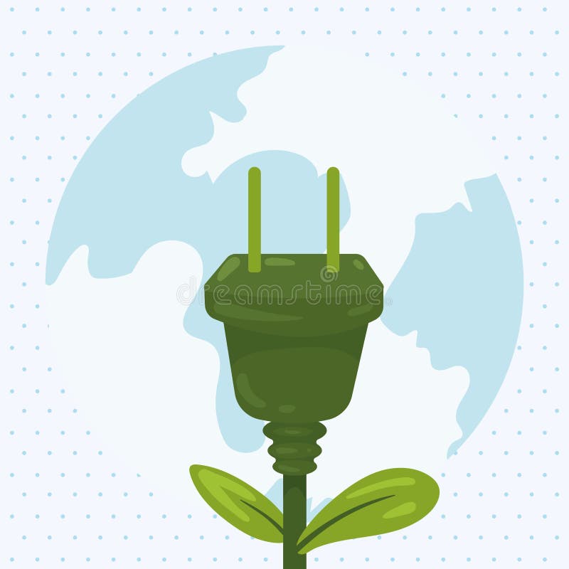 Eco energy plug with earth stock vector. Illustration of connector ...