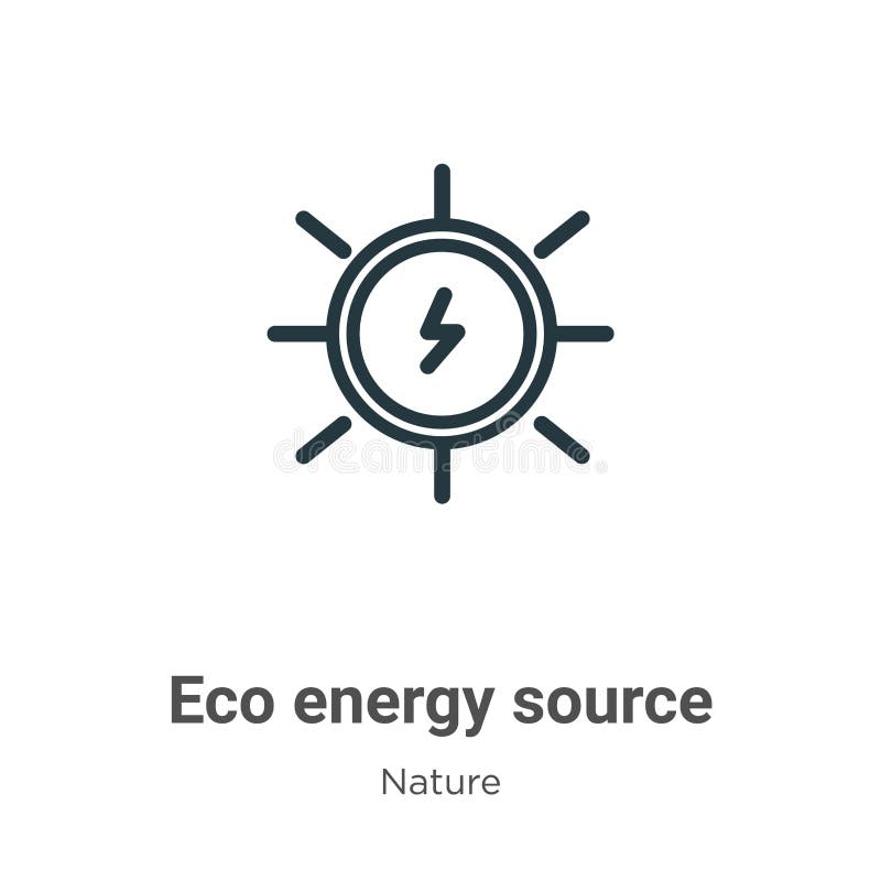 Eco Energy Source Outline Vector Icon. Thin Line Black Eco Energy ...