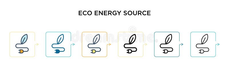 Eco Energy Source Vector Icon in 6 Different Modern Styles. Black, Two ...