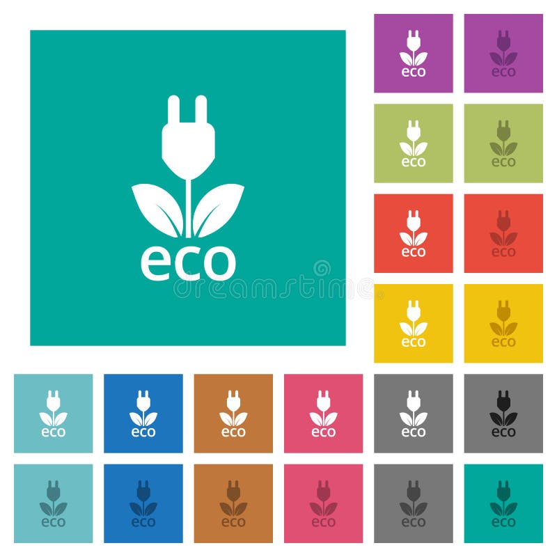 Eco Energy Square Flat Multi Colored Icons Stock Vector - Illustration ...