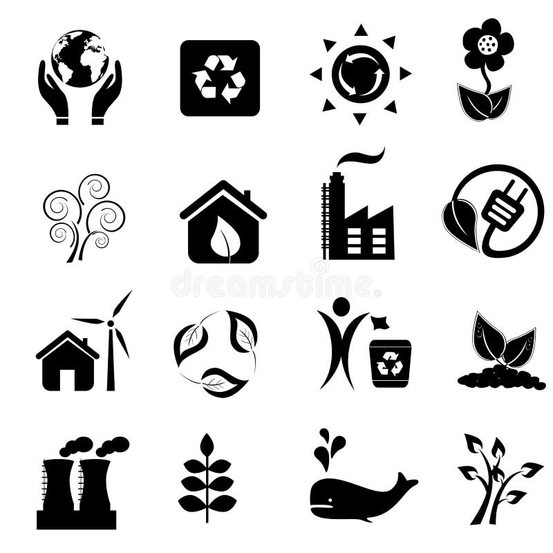 Eco and Environment Icon Set Stock Vector - Illustration of vector ...