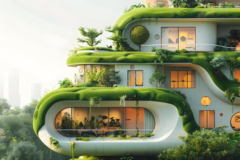 Eco-Friendly Architecture Concept. Generative AI Illustration Stock ...