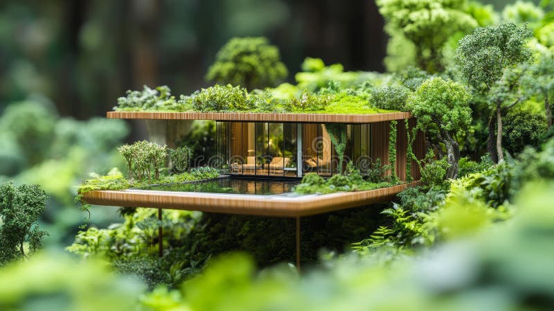 Eco-friendly Architecture Model Surrounded by Greenery Stock Photo ...