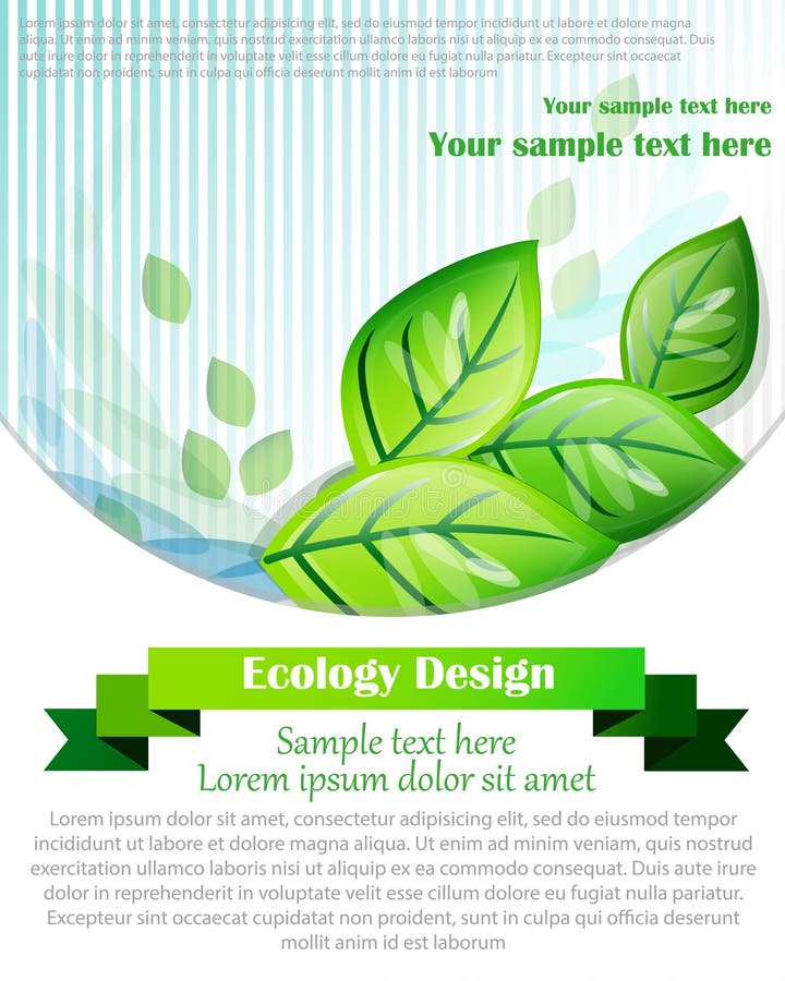 Eco Friendly Background with Text and Green Leaves Stock Vector ...