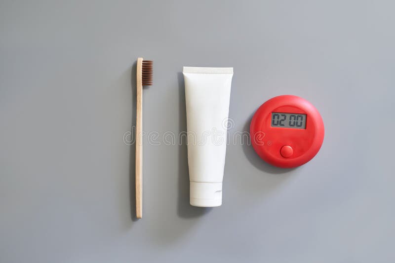 Eco Friendly Bamboo Toothbrush with Toothpaste Tube and Red Digital ...