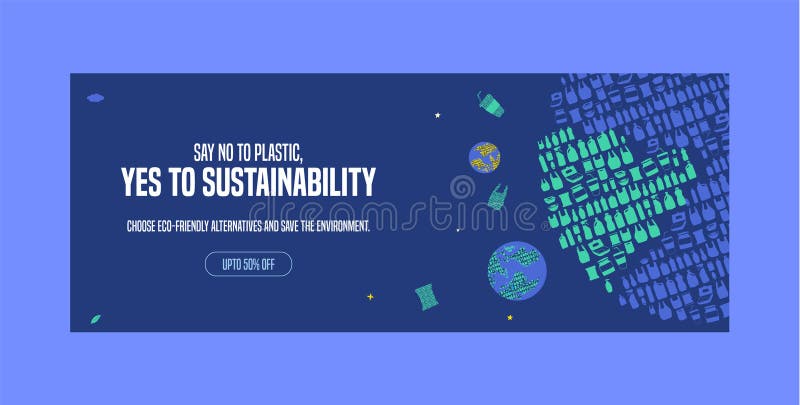 Plastic Pollution Save Our Planet Flat Illustration of Recycling ...