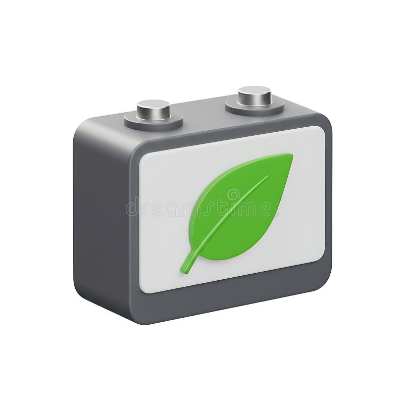 Eco-Friendly Battery: 3D Render of a Green Energy Cell Stock ...