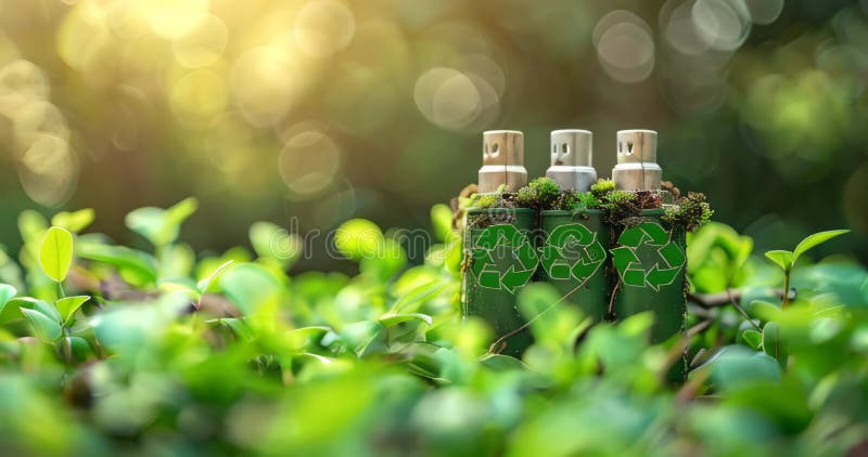 Eco-friendly Battery Pack with Recycling Symbols, Ideal for Green Tech ...