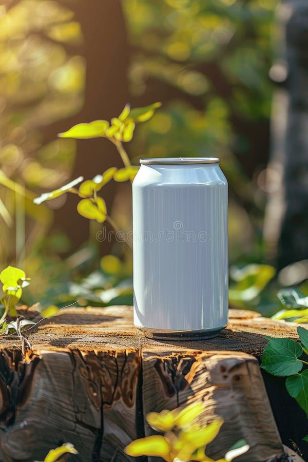 Eco-Friendly Beverage Can in Sunlit Forest Natural Setting Stock Photo ...