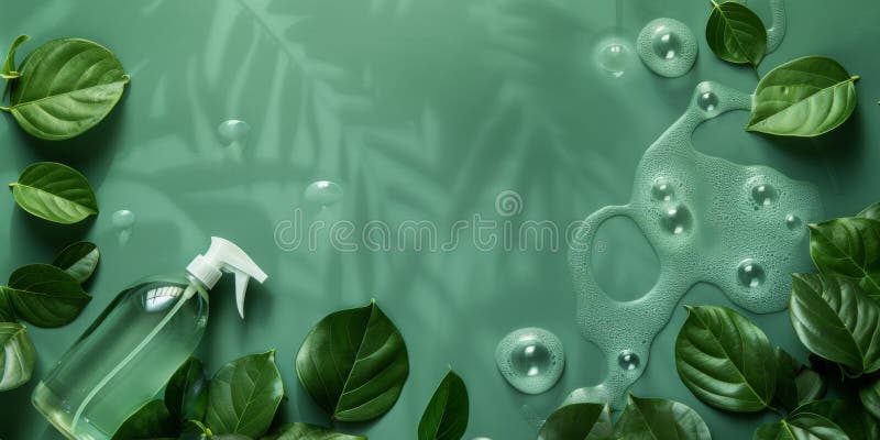 Eco Friendly Biodegradable Cleaner Spray Bottle with Green Leaves in ...