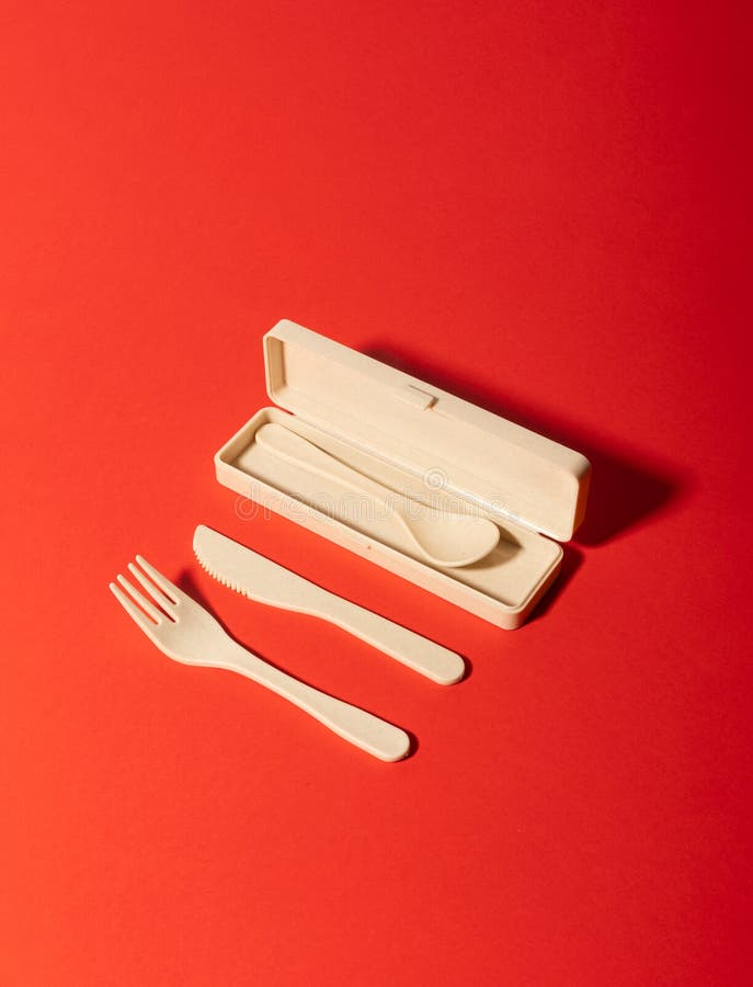 Eco-friendly Biodegradable Cutlery Set with a Spoon, Fork, and Knife in ...
