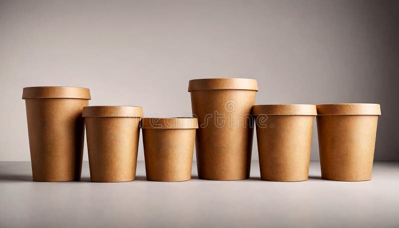 Eco-Friendly Biodegradable Paper Cups in Varying Sizes. Mockup with ...