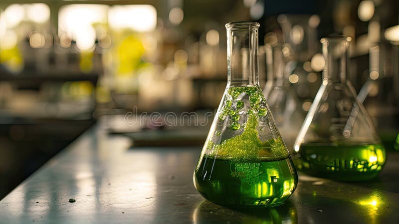Eco-friendly Biofuel Contained in a Laboratory Flask, E-Fuel Concept ...