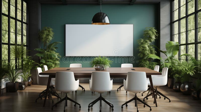 Eco Friendly Boardroom Table Ai Generated Background Image Stock ...