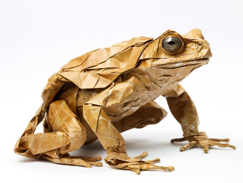 Eco Friendly Brown Paper Frog Made with Generative AI Illustration ...