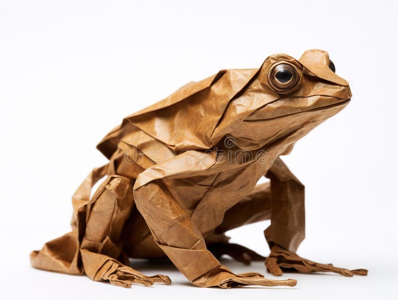 Eco Friendly Brown Paper Frog Made with Generative AI Illustration ...