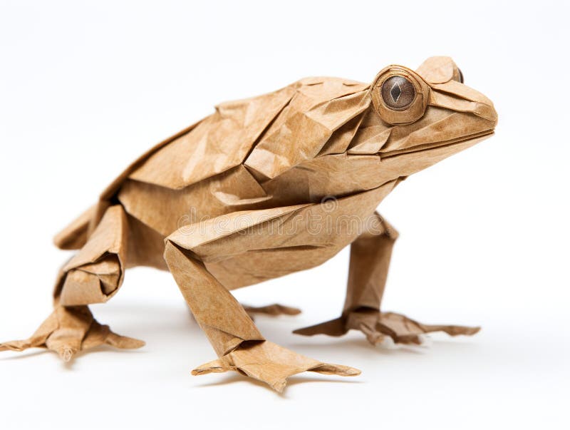 Eco Friendly Brown Paper Frog Made with Generative AI Illustration ...
