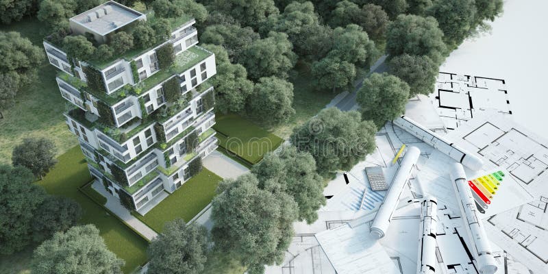 Eco Friendly Building Construction Project Stock Illustration ...