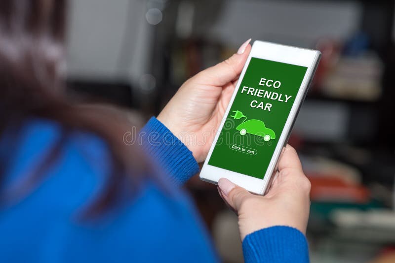 Eco Friendly Car Concept on a Smartphone Stock Photo - Image of ...